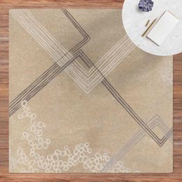 Bilderwelten Kork-Teppich Abstrakt beige Korkmatte - Ringe und Striche auf Pergament - Geometrisch Wohnzimmer Schlafzimmer