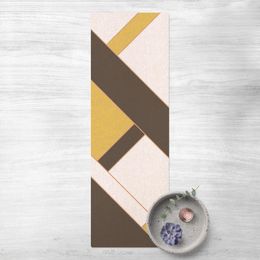 Bilderwelten Kork-Teppich Illustration braun Korkmatte - Eckiges Geflecht Sand - Geometrisch Wohnzimmer Schlafzimmer