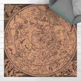 Bilderwelten Kork-Teppich Vintage schwarz Himmel Korkmatte - Hemisph&auml;re Nordhalbkugel Holzschnitt - Himmel Wohnzimmer Schlafzimmer