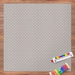 Bilderwelten Kork-Teppich Illustration weiss Korkmatte - Wei&szlig;e Punkte auf Grau - Punkte Kinderzimmer Baby M&auml;dchen Jungen