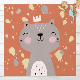 Bilderwelten Kork-Teppich Illustration grau Tiere Korkmatte - Freche Katze - Katze Kinderzimmer Baby M&auml;dchen Jungen