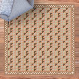 Bilderwelten Kork-Teppich modern gr&uuml;n Fliesenoptik - Geometrische Fliesen kleine Dreiecke Olivgr&uuml;n mit Bord&uuml;re - Geometrisch Wohnzimmer Schlafzimmer