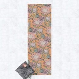 Bilderwelten Kork-Teppich Vintage grau Korkmatte - Florale Eleganz Strelitzie - Pflanzen Wohnzimmer Schlafzimmer