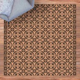 Bilderwelten Kork-Teppich Illustration grau Fliesenoptik - Geometrischer Fliesenmix Kreise Grau - Deko Wohnzimmer Schlafzimmer