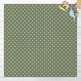 Bilderwelten Kork-Teppich Illustration blau Korkmatte - No.YK55 Wei&szlig;e Punkte auf T&uuml;rkis - Punkte Kinderzimmer Baby M&auml;dchen Jungen