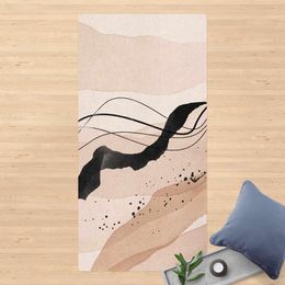 Bilderwelten Kork-Teppich Abstrakt beige Korkmatte - Aquarell Landschaft Nachtwogen - Deko Wohnzimmer Schlafzimmer