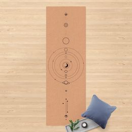 Bilderwelten Kork-Teppich Illustration schwarz Spirituell Korkmatte - Astrologie Umlaufbahn Planeten Schwarz - Sternzeichen Wohnzimmer Schlafzimmer