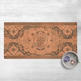 Bilderwelten Kork-Teppich Vintage weiss Korkmatte - Holzpaneel Persisch Vintage I - Ornamente Wohnzimmer Schlafzimmer