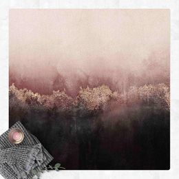 Bilderwelten Kork-Teppich Abstrakt rosa originell Aquarell - Goldene D&auml;mmerung Rosa - Deko Wohnzimmer Schlafzimmer