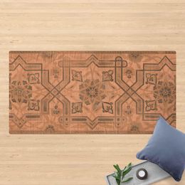 Bilderwelten Kork-Teppich Vintage weiss Korkmatte - Holzpaneel Persisch Vintage III - Ornamente Wohnzimmer Schlafzimmer
