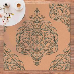 Bilderwelten Kork-Teppich Orientalisch blau Korkmatte - Zartes Jugendstilmuster in Blau - Ornamente Wohnzimmer Schlafzimmer