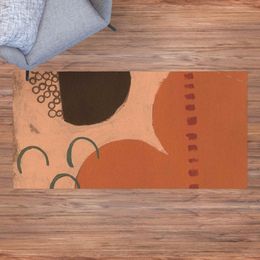 Bilderwelten Kork-Teppich Abstrakt beige originell Korkmatte - Karneval der Formen in Lachs III - Deko Wohnzimmer Schlafzimmer