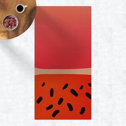 Bilderwelten Kork-Teppich Illustration rot originell Korkmatte - Abstrakte Formen - Melone und Rosa - Deko Wohnzimmer Schlafzimmer