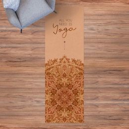 Bilderwelten Kork-Teppich Illustration orange Spr&uuml;che Aquarell - Spruch All you need is Yoga Orange - Mandala Wohnzimmer Schlafzimmer