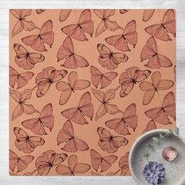 Bilderwelten Kork-Teppich Tropisch rosa Tiere Korkmatte - Zarte Rosa Schmetterlinge - Schmetterlinge Wohnzimmer Schlafzimmer