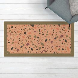 Bilderwelten Kork-Teppich modern bunt Mosaik - Detailliertes Terrazzo Muster Agrigento mit Rahmen - Deko Wohnzimmer Schlafzimmer