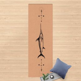 Kork-Teppich - Vintage Schwertfisch Schwarz - Vintage schwarz Tiere Korkmatte Retro Wohnzimmer Schlafzimmer