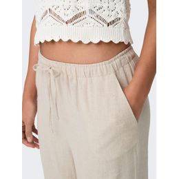 Only Damen Schlupfhose "ONLSIESTA MW PULL-UP LINEN BL PNT NOOS", wei&szlig;, Gr. XL, unifarben, Web, Obermaterial: 80% Viskose, 20% Leinen, Hosen,