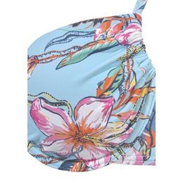 Lascana Damen B&uuml;gel-Bikini-Top "Malia", blau, Gr. 42, bedruckt, floral, Microfaser, Microfaser, Polyamid, Bikini-Oberteile, mit tropischem Print