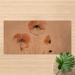 Bilderwelten Kork-Teppich Motiv beige Korkmatte - Getrocknete Mohnbl&uuml;ten mit zarten Gr&auml;sern - Mohn Wohnzimmer Schlafzimmer