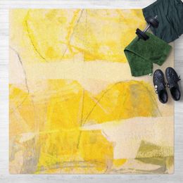 Bilderwelten Kork-Teppich Abstrakt gelb originell Korkmatte - Zitronenwald in den Bergen - Deko Wohnzimmer Schlafzimmer