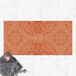 Bilderwelten Kork-Teppich modern orange Spirituell Aquarell - Mandala Aquarell Ornament orange - Ornamente Wohnzimmer Schlafzimmer