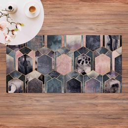 Bilderwelten Kork-Teppich Abstrakt gold originell Aquarell - Art Deco Marmor Gold - Geometrisch Wohnzimmer Schlafzimmer