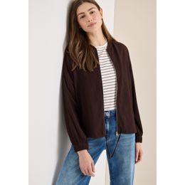 Cecil Damen Langarmbluse, braun, Gr. L, unifarben, Web, Obermaterial: 60% Viskose, 39% Polyester, 1% Elasthan, Blusen, Blouson mit Seersucker Struktur