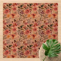 Bilderwelten Kork-Teppich Illustration bunt Aquarell - Bunter Blumenmix mit Aquarell - Deko Wohnzimmer Schlafzimmer