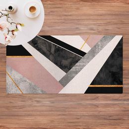 Bilderwelten Kork-Teppich Abstrakt schwarz weiss originell Aquarell - Schwarz Wei&szlig; Geometrie mit Gold - Geometrisch Wohnzimmer Schlafzimmer