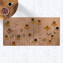 Bilderwelten Kork-Teppich Tropisch beige Korkmatte - Zarte Helenium Bl&uuml;ten - Pflanzen Wohnzimmer Schlafzimmer