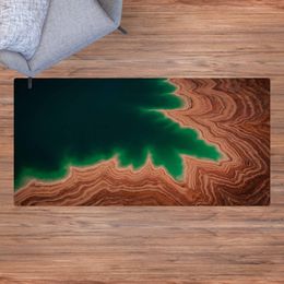 Bilderwelten Kork-Teppich Motiv t&uuml;rkis Strand Korkmatte - Schichtenlandschaft am Toten Meer - Landschaft Wohnzimmer Schlafzimmer