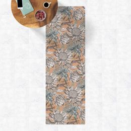 Bilderwelten Kork-Teppich Vintage grau Korkmatte - Florale Eleganz Sonnenhut - Pflanzen Wohnzimmer Schlafzimmer