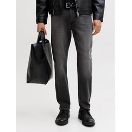 Jack & Jones JACK & JONES Herren Tapered-fit-Jeans "JJIMIKE mit Stretch, Used-Look und bequemer Passform", schwarz, Gr. 31, Abriebeffekte, Denim/Jeans,