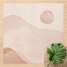 Bilderwelten Kork-Teppich Abstrakt beige Korkmatte - Aquarell Landschaft Sonnenberge - Deko Wohnzimmer Schlafzimmer