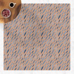 Bilderwelten Kork-Teppich Illustration blau Aquarell - Aquarell Regen in Indigo klein und gro&szlig; - Deko Wohnzimmer Schlafzimmer