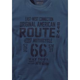 MAN'S WORLD MAN'S WORLD Herren Rundhalsshirt, blau, Gr. M, bedruckt, Single Jersey, Obermaterial: 100% Baumwolle, Shirts, kurz&auml;rmelig, l&auml;ssige Passform,
