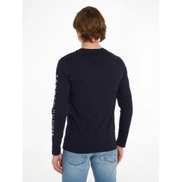 Tommy Hilfiger Herren Longsleeve "TOMMY LOGO LONG SLEEVE TEE", blau, Gr. L, bestickt, unifarben, Single Jersey, Obermaterial: 100% Baumwolle, Shirts,