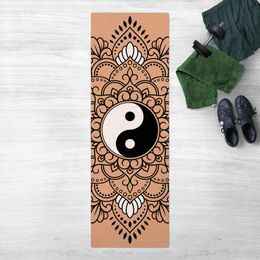 Bilderwelten Kork-Teppich Orientalisch schwarz Spirituell Korkmatte - Mandala Yin und Yang - Mandala Wohnzimmer Schlafzimmer