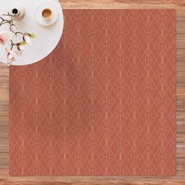 Bilderwelten Kork-Teppich Vintage rosa Korkmatte - Art Deco Diamant Muster vor Rosa XXL - Geometrisch Wohnzimmer Schlafzimmer