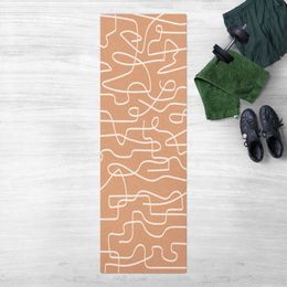 Bilderwelten Kork-Teppich Line Art weiss Korkmatte - Abstrakter Linienfluss Wei&szlig; - Streifen Wohnzimmer Schlafzimmer