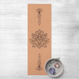 Bilderwelten Kork-Teppich Orientalisch schwarz Tiere Korkmatte - Mandala Frosch - Mandala Wohnzimmer Schlafzimmer
