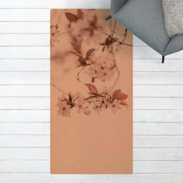 Bilderwelten Kork-Teppich Motiv rosa Blumen Korkmatte - Zarte Kirschbl&uuml;ten am Zweig - Kirschbl&uuml;te Wohnzimmer Schlafzimmer