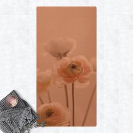 Bilderwelten Kork-Teppich Motiv rosa Korkmatte - Zarter Strauch an Rosa Bl&uuml;ten - Rose Wohnzimmer Schlafzimmer