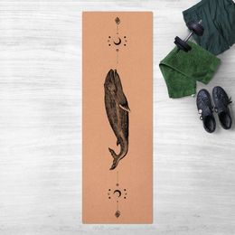 Bilderwelten Kork-Teppich Vintage schwarz Tiere Korkmatte - Vintage Buckelwal Schwarz - Retro Wohnzimmer Schlafzimmer