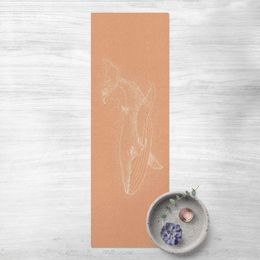 Kork-Teppich - Blauwal gepunktet Wei&szlig; - Illustration weiss Tiere Korkmatte Meditation Wohnzimmer Schlafzimmer