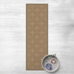 Bilderwelten Kork-Teppich Vintage blau Korkmatte - Art Deco Strahlen Muster mit Rahmen - Geometrisch Wohnzimmer Schlafzimmer