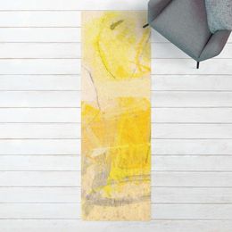 Bilderwelten Kork-Teppich Abstrakt gelb originell Korkmatte - Zitronenwald in den Bergen - Deko Wohnzimmer Schlafzimmer