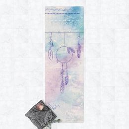 Bilderwelten Kork-Teppich Illustration rosa Spirituell Aquarell - Aquarell Federschmuck - Meditation Wohnzimmer Schlafzimmer