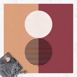 Bilderwelten Kork-Teppich Abstrakt violett Korkmatte - Bauhaus Ulm Violett - Geometrisch Wohnzimmer Schlafzimmer